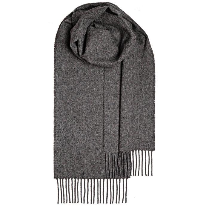 Lamswollen Shawl, Steel Plain - Black Tie