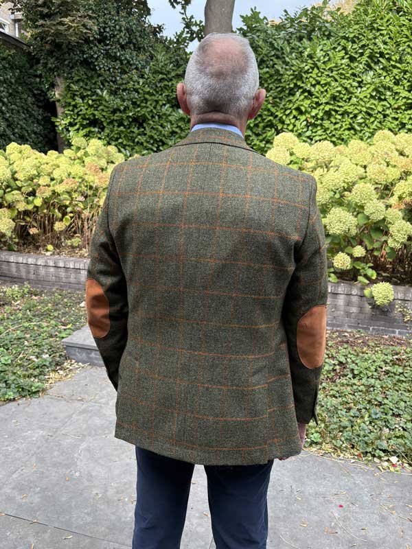 Sheppard & Jones, Tweed Jacket Green/Orange Overcheck - Black Tie