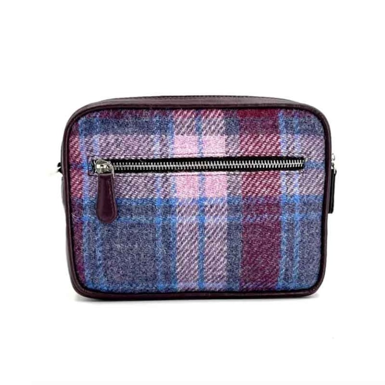 Harris Tweed Camera Bag In Pastel Pink - Black Tie