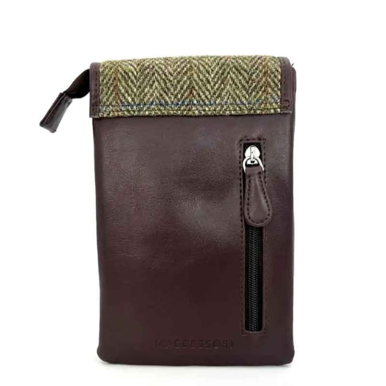 Harris Tweed Mini Crossbody Bag in Country Green - Black Tie